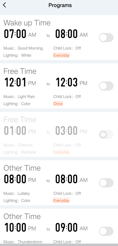 Can I set a schedule for the Smart Baby Sound Machine so it can automatically turn on/off the ...