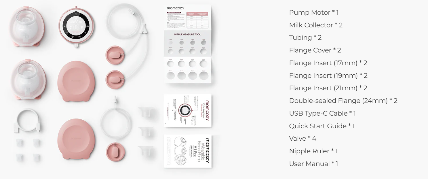 What is included in the packaging of the V1 Pro and V2 Pro breast pump ...