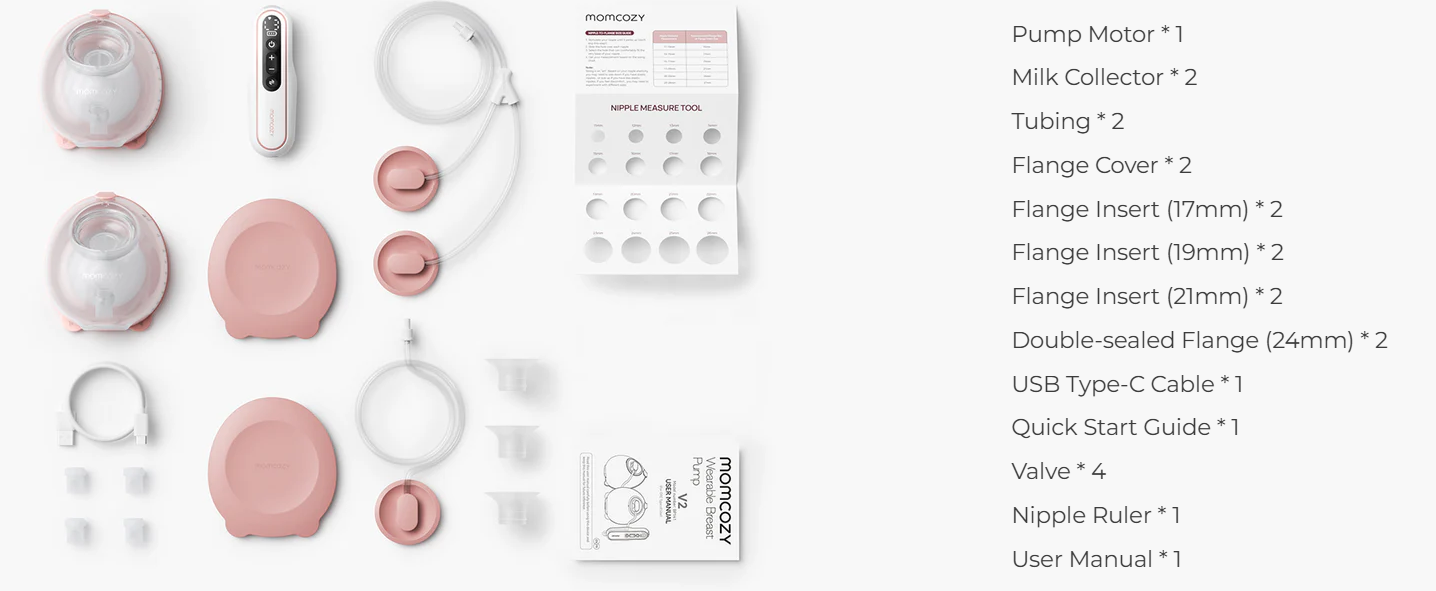 What is included in the packaging of the V1 Pro and V2 Pro breast pump ...